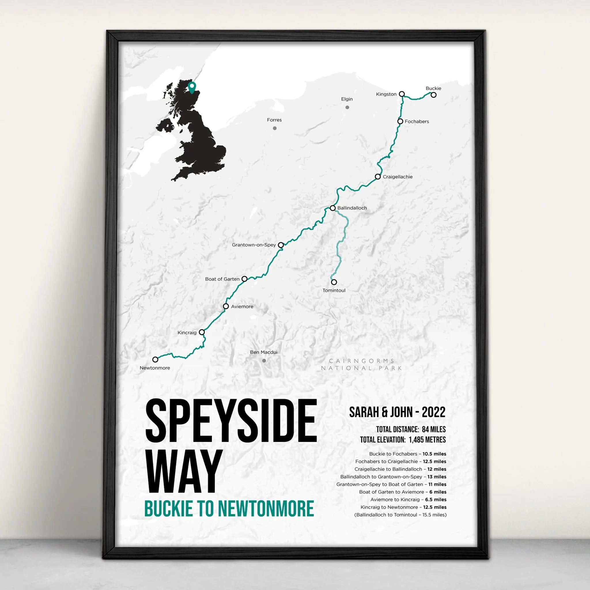 Speyside Way Map Great Trail Custom Art Print – Purest Green Prints